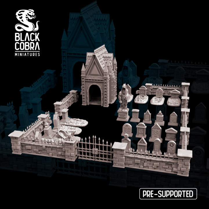 3D Printable Printable Graveyard by BlackCobraMiniatures