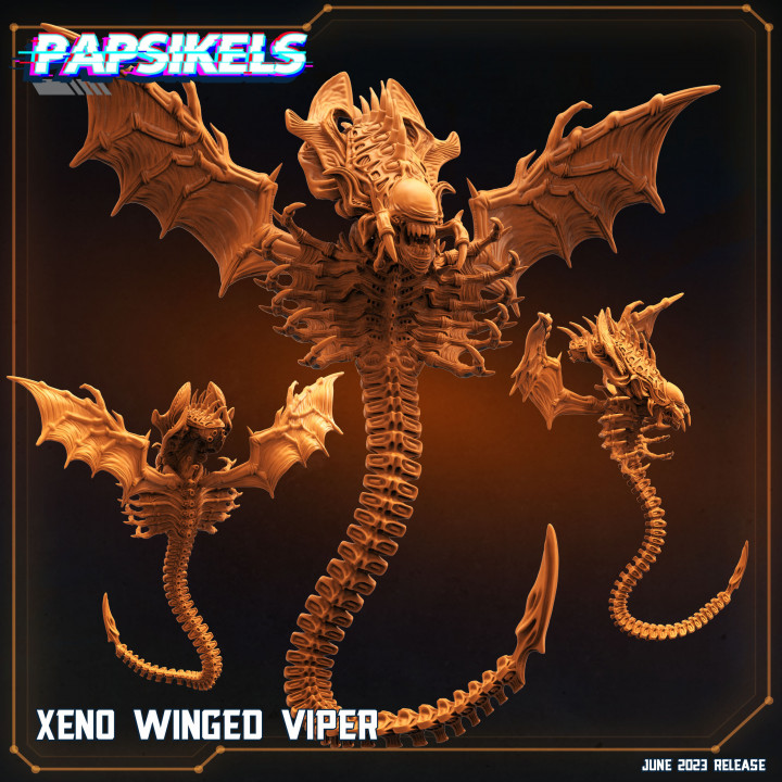 3D Printable XENO WINGED VIPER by PAPSIKELS MINIATURES