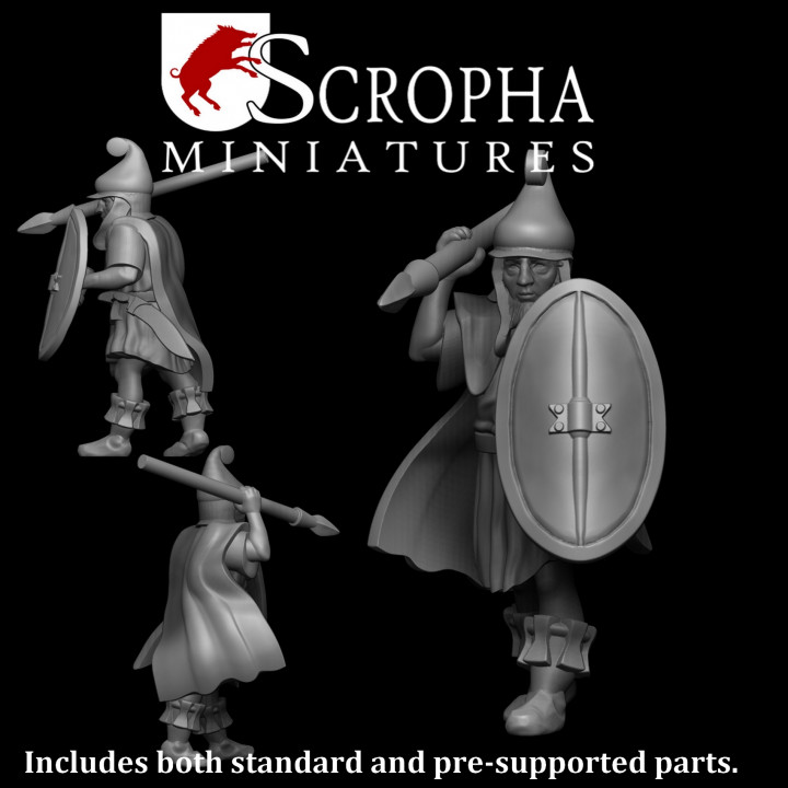 3D Printable Thracian warriors with javelins by Scropha Miniatures