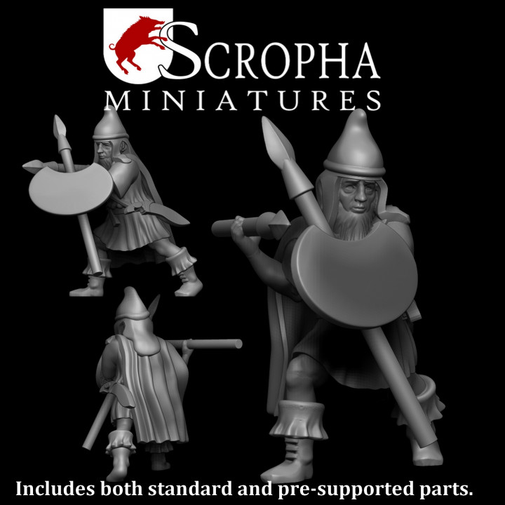 3D Printable Thracian warriors with javelins by Scropha Miniatures