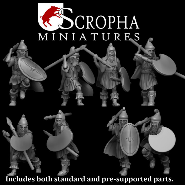 3D Printable Thracian warriors with javelins by Scropha Miniatures