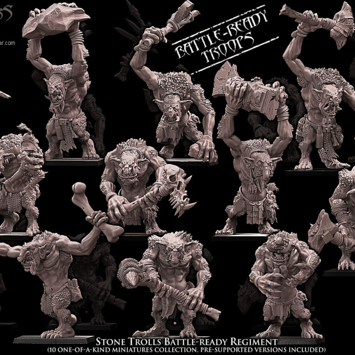 3D Printable Stone Trolls Battle-Ready regiment (10 Stone Trolls) by ...