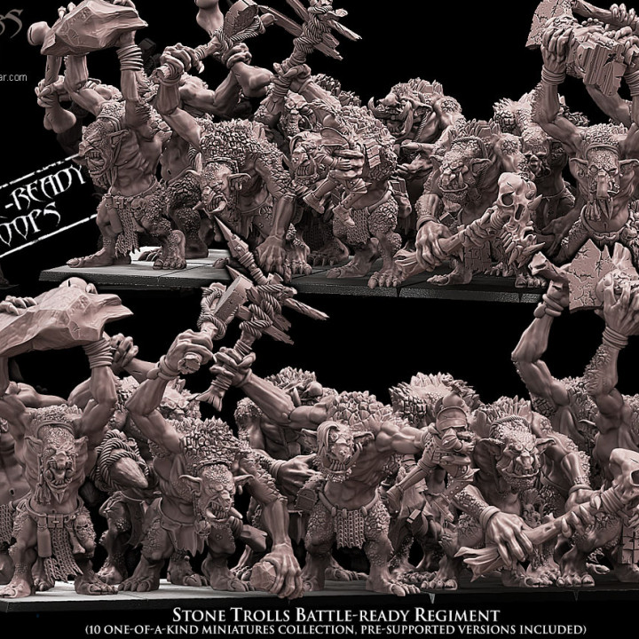 3D Printable Stone Trolls Battle-Ready regiment (10 Stone Trolls) by ...