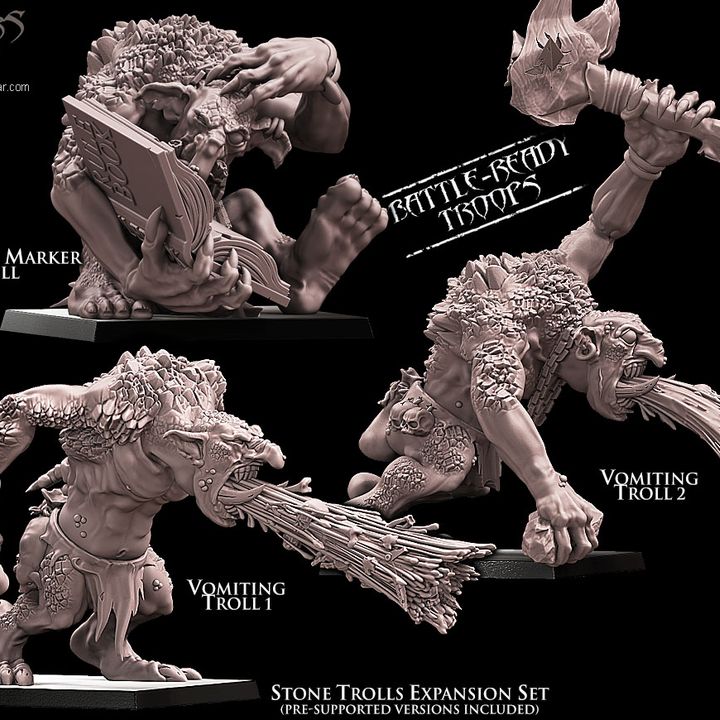 3D Printable Stone Trolls Battle-Ready regiment (10 Stone Trolls) by ...