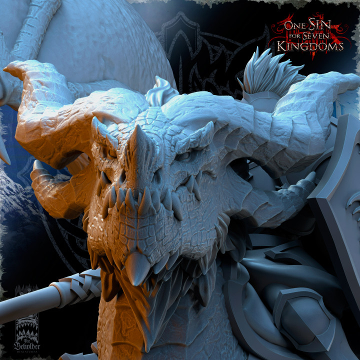 3D Printable Trym Drakesong, Stormwolf Warlord on Dragon by The ...