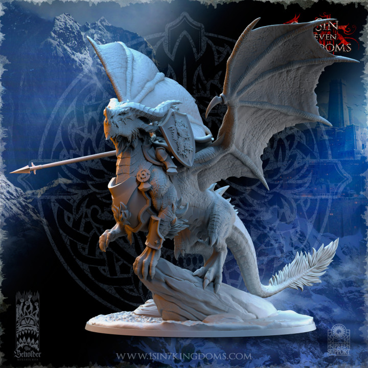 3D Printable Trym Drakesong, Stormwolf Warlord on Dragon by The ...