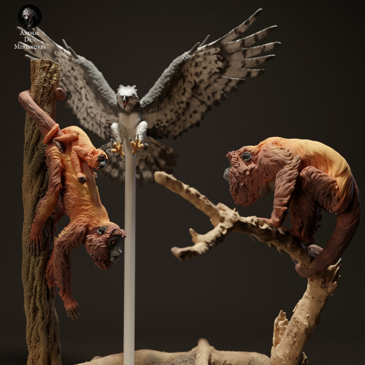 3D Printable Harpy Eagle Hunting Red Howler Monkeys by Animal Den ...