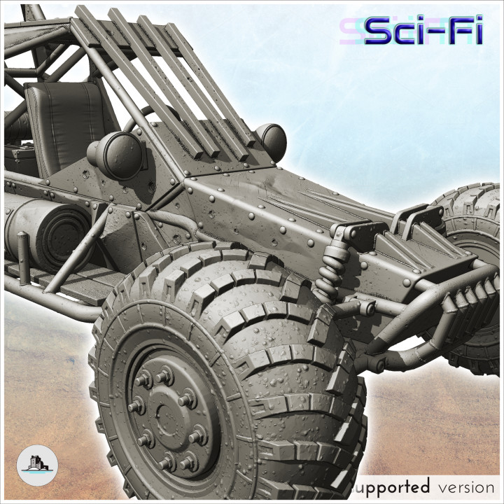 3D Printable Apocalyptic vehicle with machine gun and high seat (22 ...