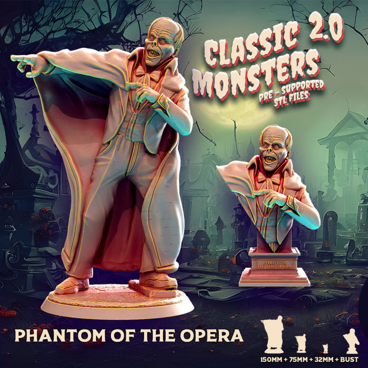 3D Printable phantom of the opera + bust by Heroes and Beasts