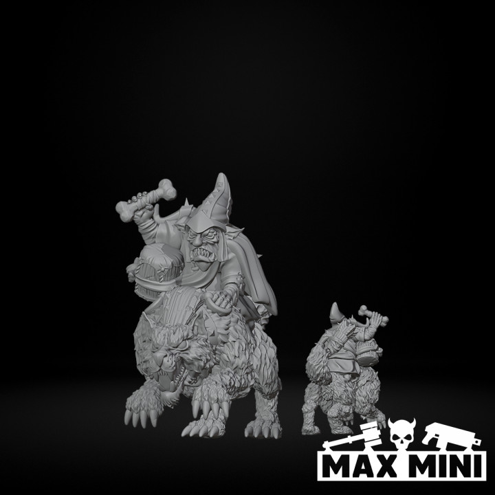 3D Printable Goblin Wolf Rider Archers Command by Max Mini