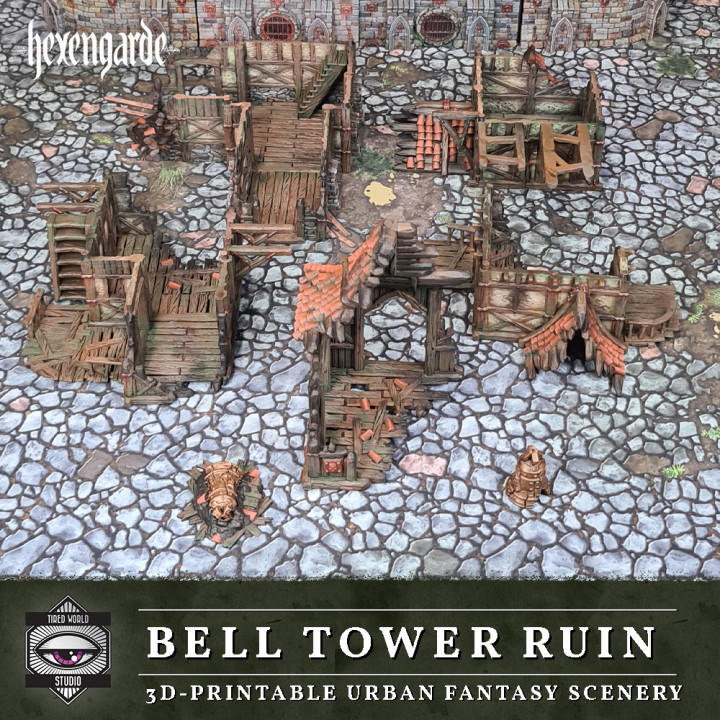 3D Printable Bell Tower Ruin by Tired World Studio