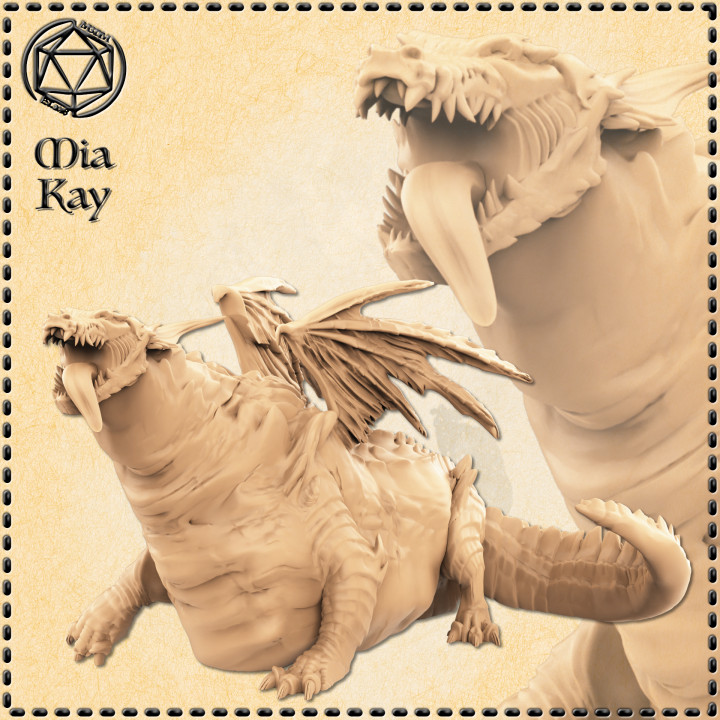 3D Printable Fat Dragon (angry pose) by M3DM