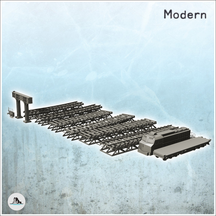 3D Printable Set of elevated train tracks with modern diesel locomotive ...