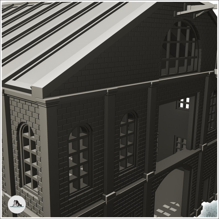 Download Large multi-storey brick industrial warehouse with outdoor ...