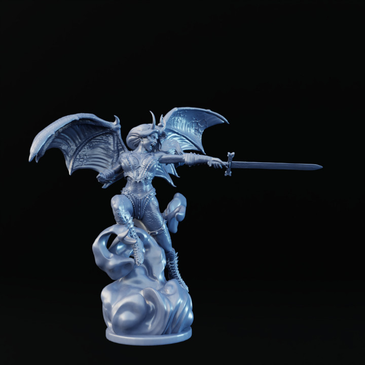 3D Printable She Devil With Horns and Sword by Salvador Baixauli