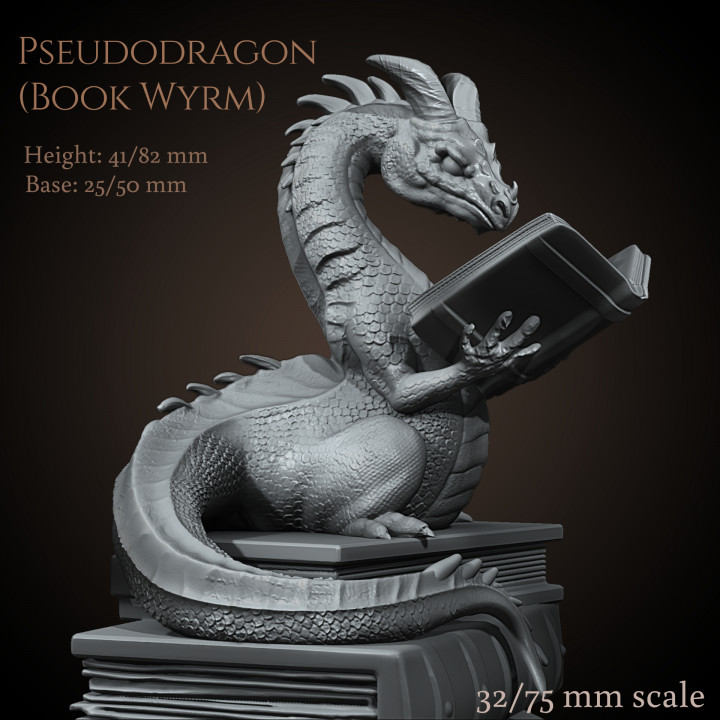 3D Printable Pseudodragon (book wyrm) by Animals & Creatures Minis