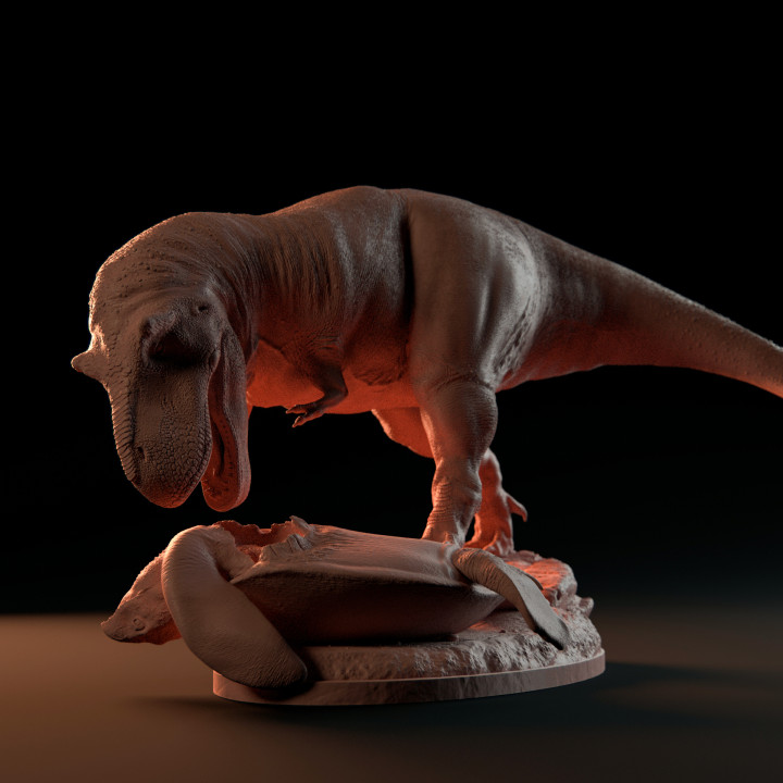 3D Printable Tyrannosaurus eating turtle 1-35 and 1-72 scale pre ...
