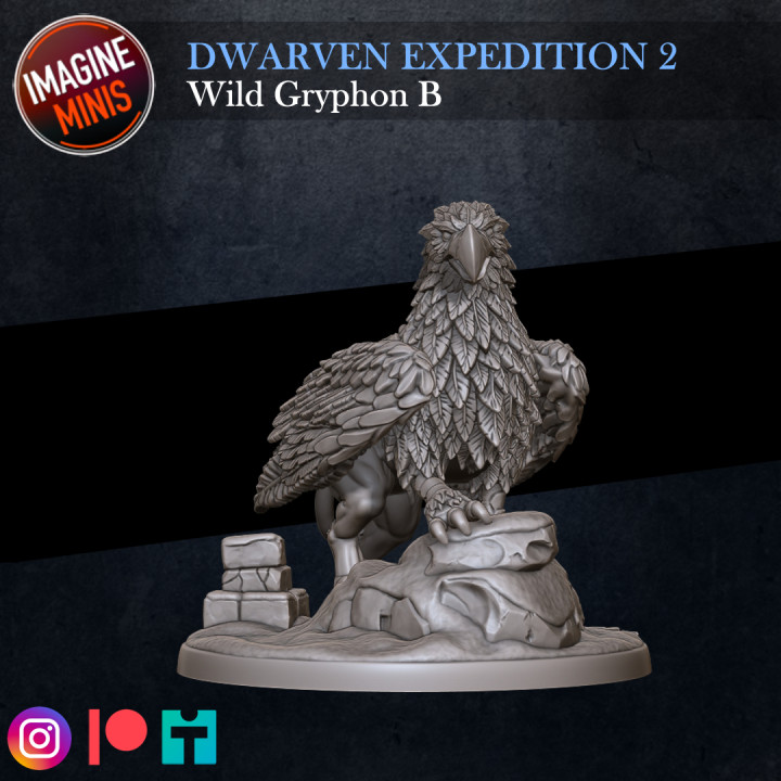 3D Printable Dwarven Expedition 2 - Wild Gryphon B by Imagine Minis