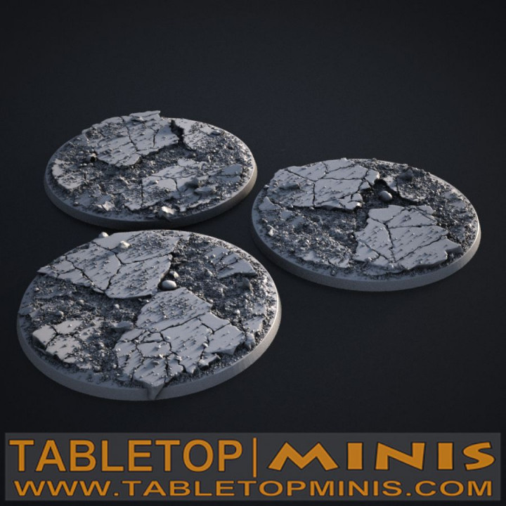 3D Printable Cracked Earth 100mm Bases by TableTopMinis