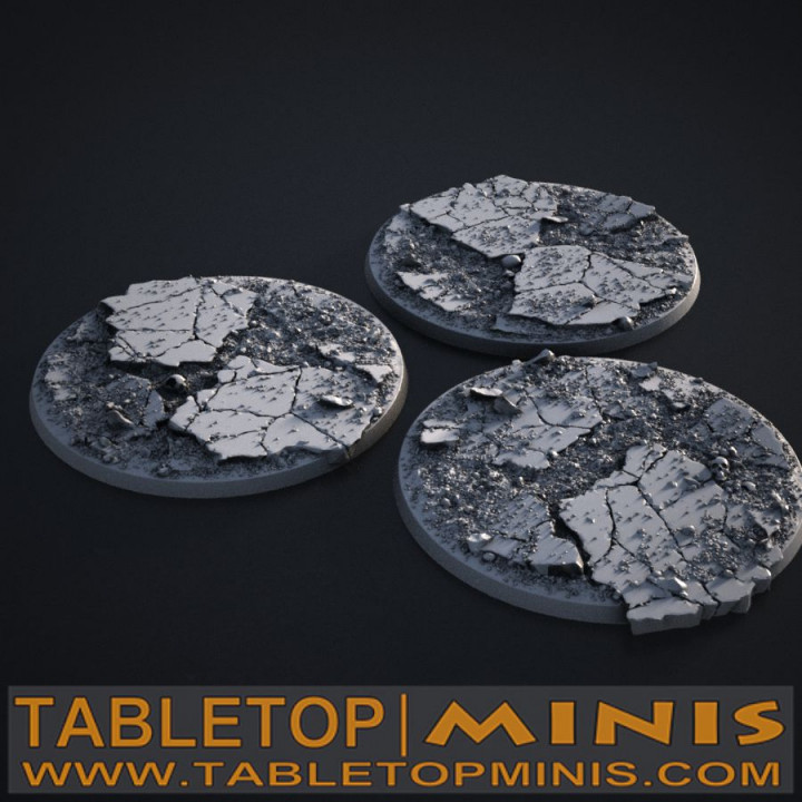 3D Printable Cracked Earth 100mm Bases by TableTopMinis
