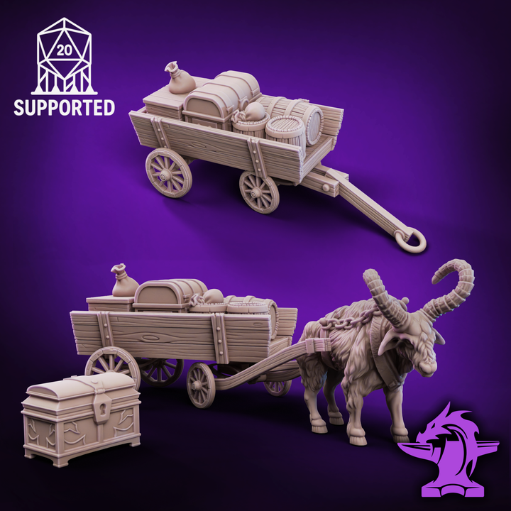 3D Printable Ox and Cart by The Forge of Many Things