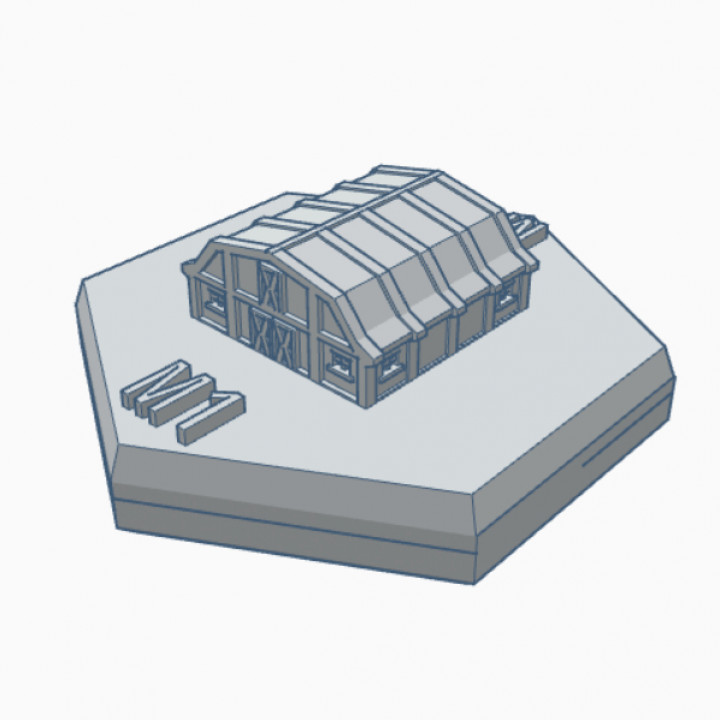 3D Printable Barn Hex Map Scale HMSM024 by Wargame Forge