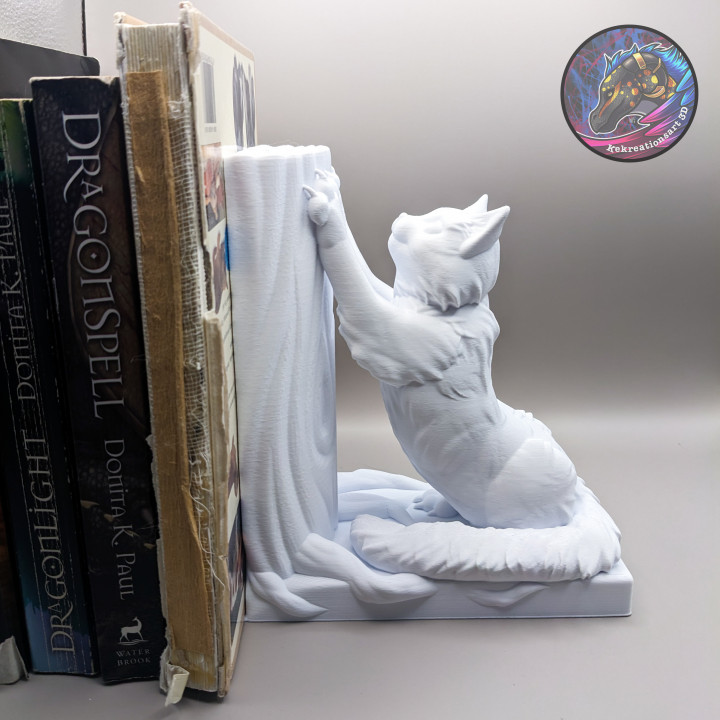 3D Printable Cat Bookend, Shelf Decor by Kirsten M