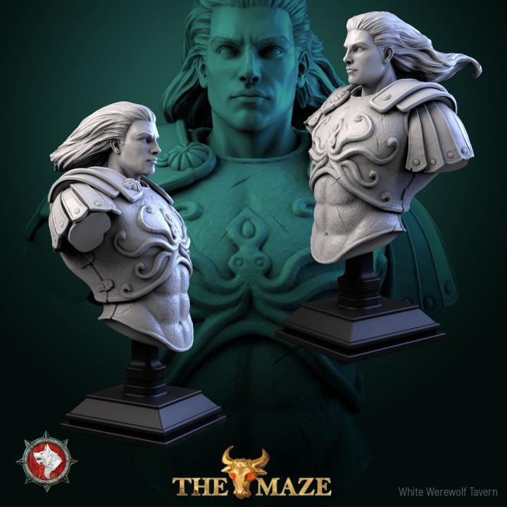 3D Printable Theseus bust pre-supported by White Werewolf Tavern