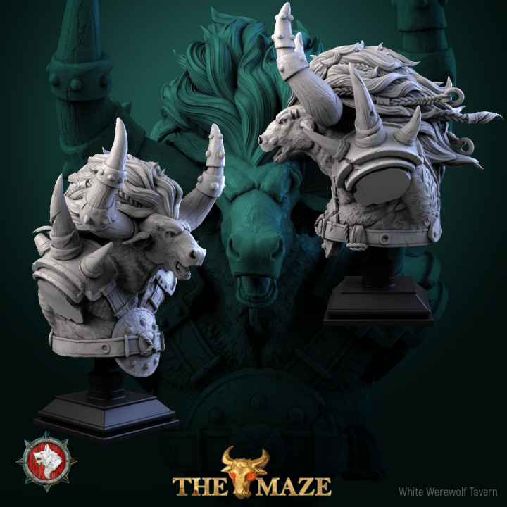3D Printable Minotaur bust pre-supported by White Werewolf Tavern