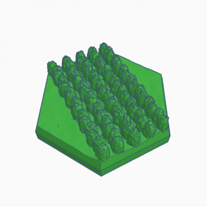 3D Printable Farm Field Crop Rows with Hex Base by Wargame Forge