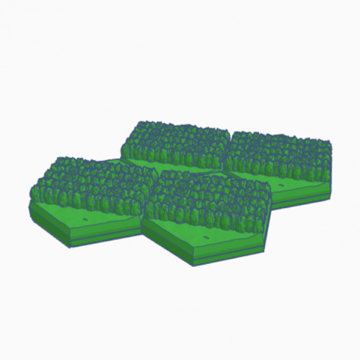 3D Printable Farm Field Crop Rows with Hex Base by Wargame Forge
