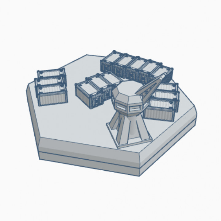 3D Printable Industrial Shipping Docks Hex Map Scale by Wargame Forge
