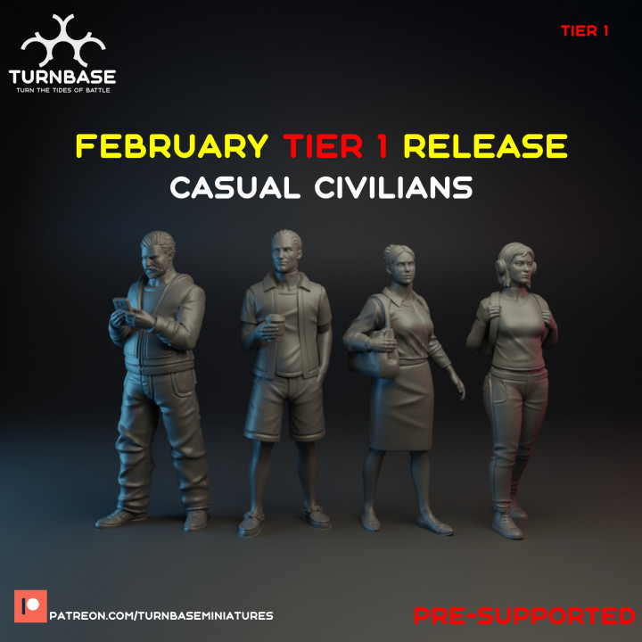 3D Printable TurnBase Miniatures: Wargames - Casual Civilians by ...