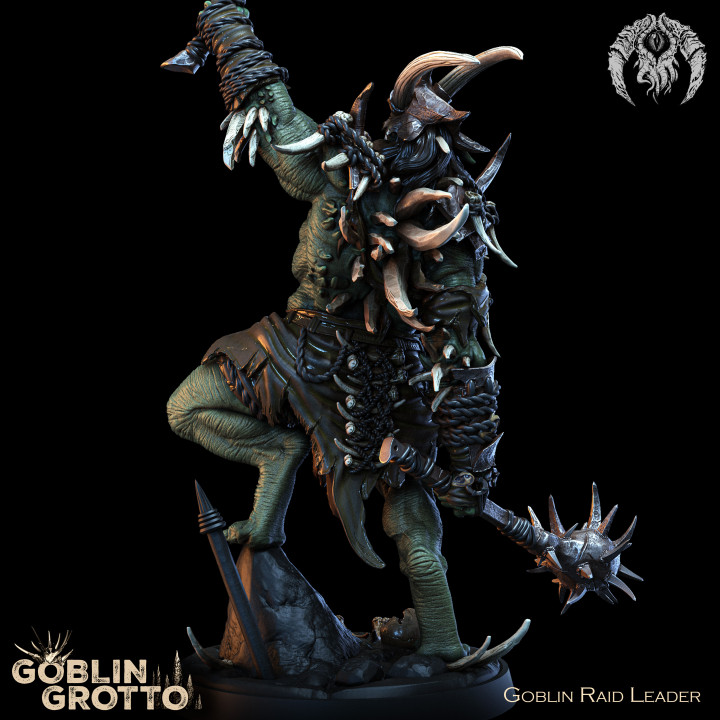 3D Printable Goblin Raider Leader by Bestiarum Miniatures