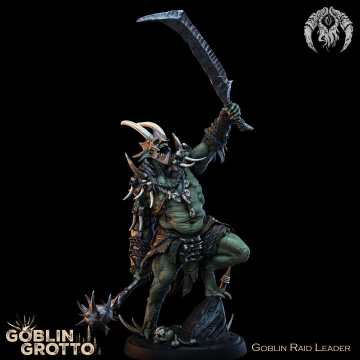 3D Printable Goblin Raider Leader by Bestiarum Miniatures
