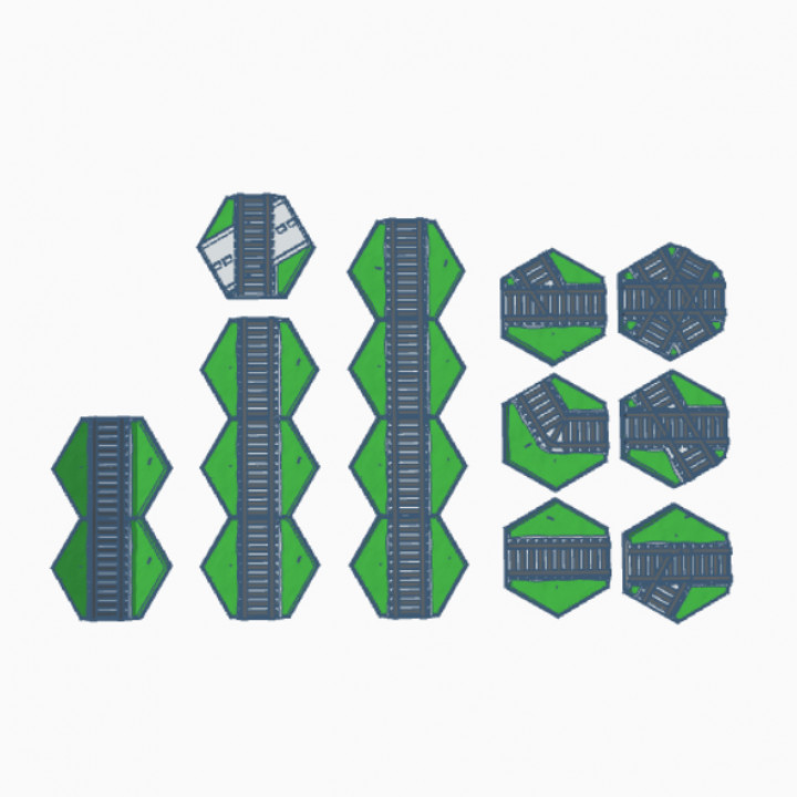 3D Printable Railroad Set Hex Map Scale by Wargame Forge