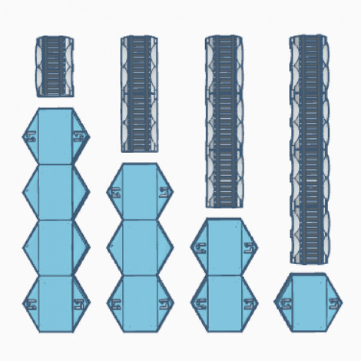 3D Printable Railroad Set Hex Map Scale by Wargame Forge