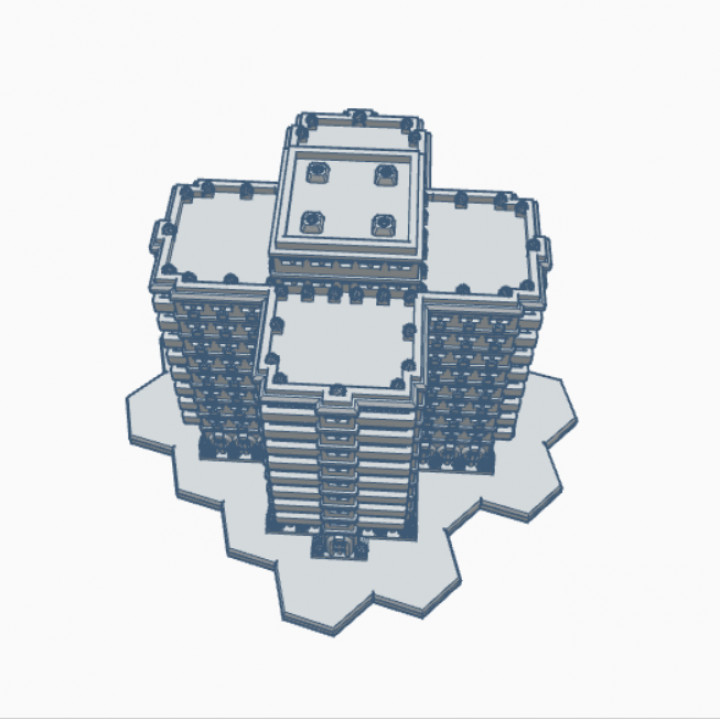 3D Printable Luxury Apartment Tower with Hex Base by Wargame Forge