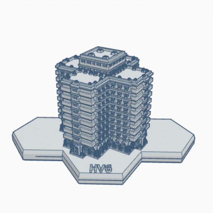 3D Printable Luxury Apartment Tower Hex Map Scale by Wargame Forge