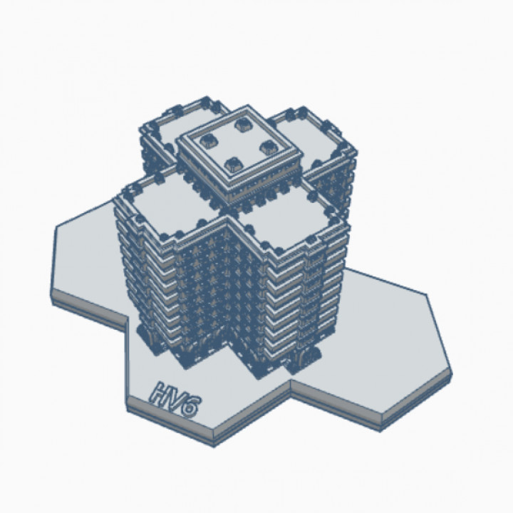 3D Printable Luxury Apartment Tower Hex Map Scale by Wargame Forge