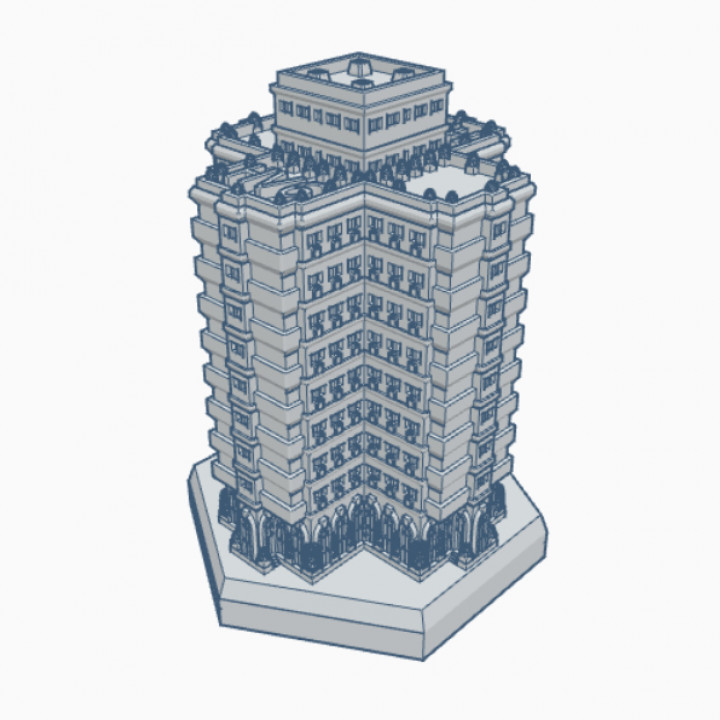 3D Printable Luxury Apartment Tower Hex Map Scale by Wargame Forge