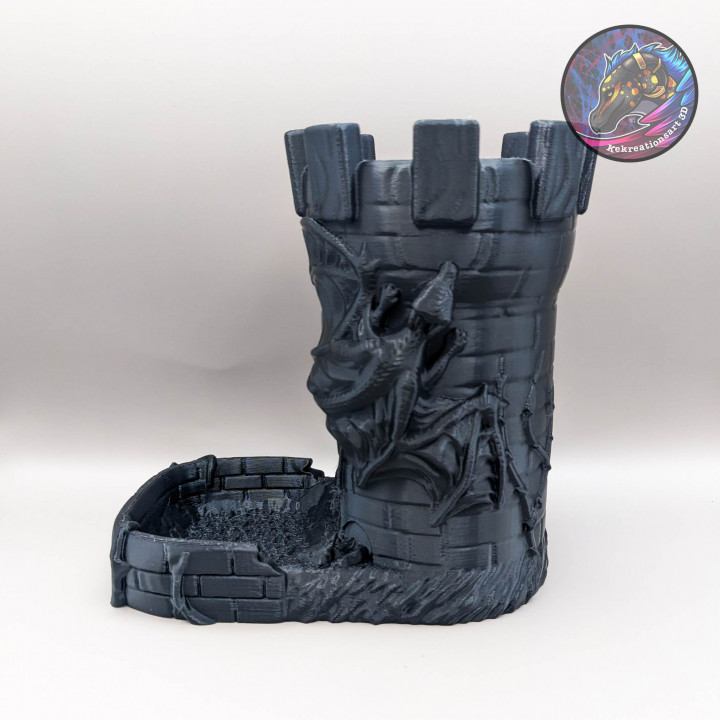 3D Printable Dragon Castle Dice Tower by Kirsten M