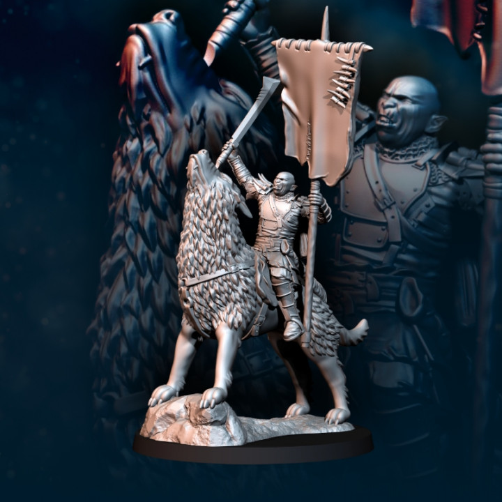 3D Printable Wolf Rider with Banner | Regular Orc | Fantasy by Davale ...