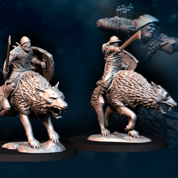 3D Printable 6x Wolf Rider | Regular Orc | Fantasy by Davale Games