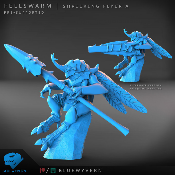 3D Printable Fellswarm - Shrieking Flyer A (Modular) by BlueWyvern