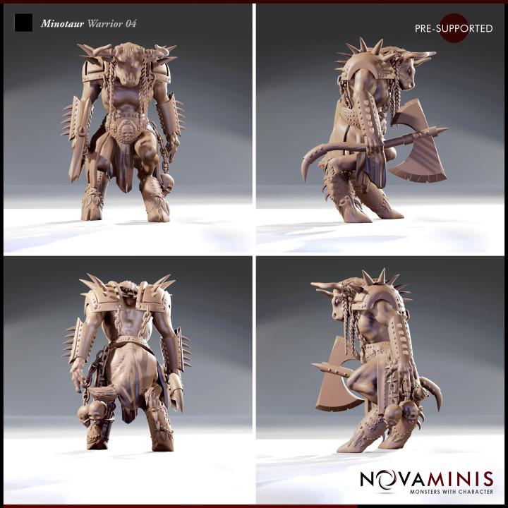 3D Printable Minotaur Warrior 04 by NovaMinis
