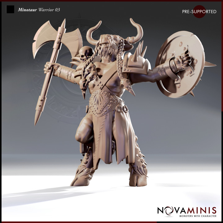 3D Printable Minotaur Warrior 03 by NOVAMINIS