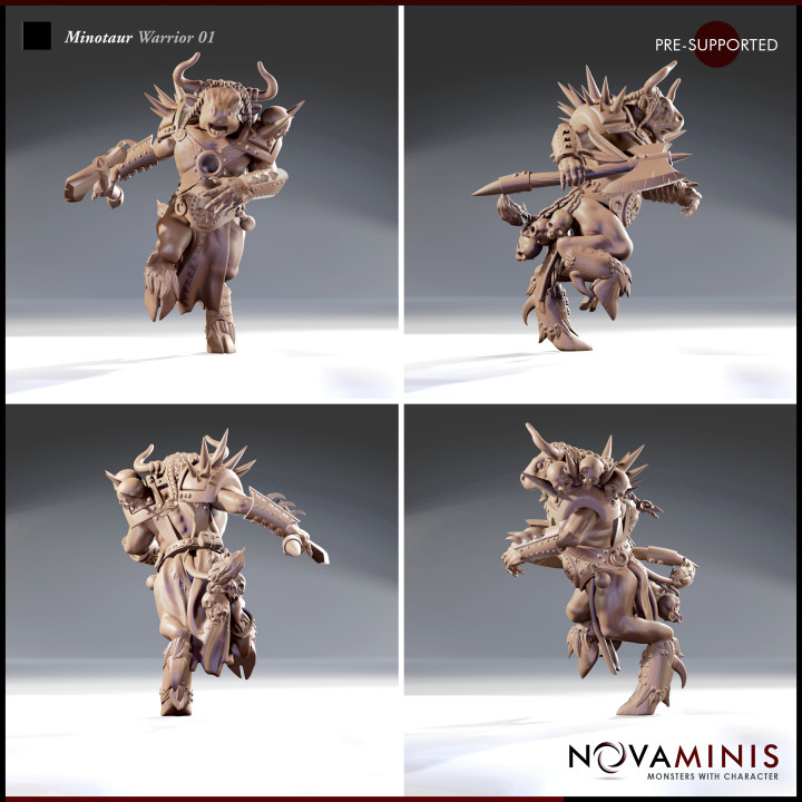 3D Printable Minotaur Warrior 01 by NovaMinis