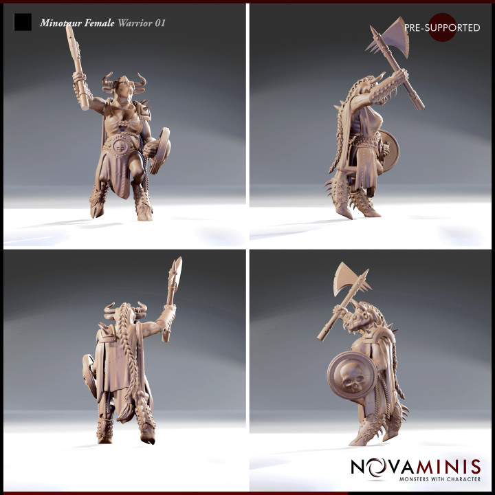 3D Printable Minotaur Female Warrior 01 by NovaMinis