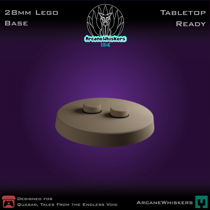 3D Printable 28mm Lego tabletop gaming base by Arcane Whiskers